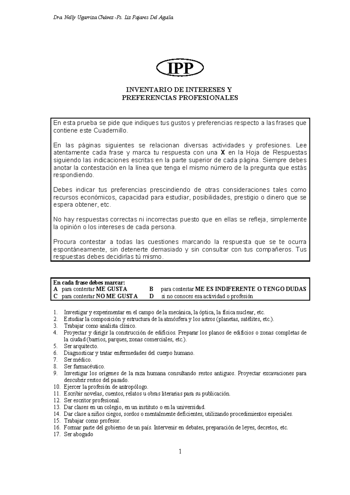 IPP-Protocolo - Protocolo de IPP - IPP INVENTARIO DE INTERESES Y ...