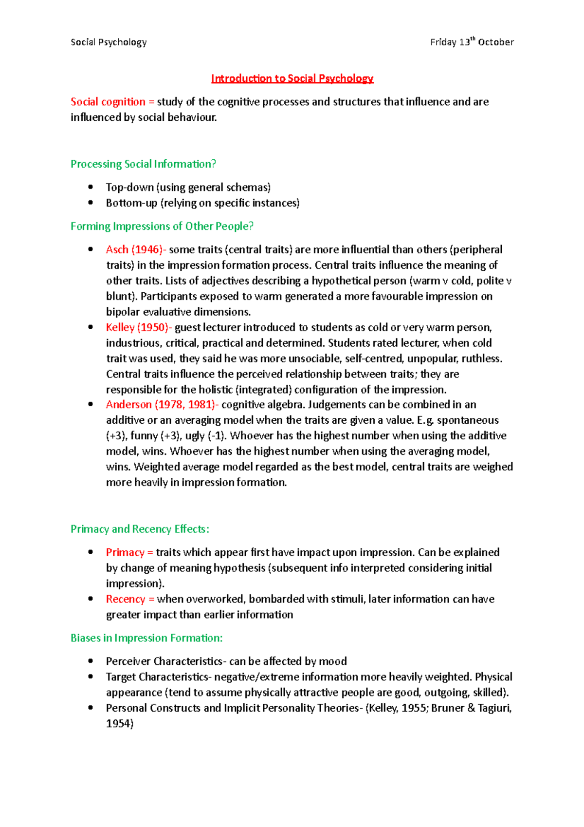 Foundations in Social Psychology Lecture 1 - Social Psychology Friday ...