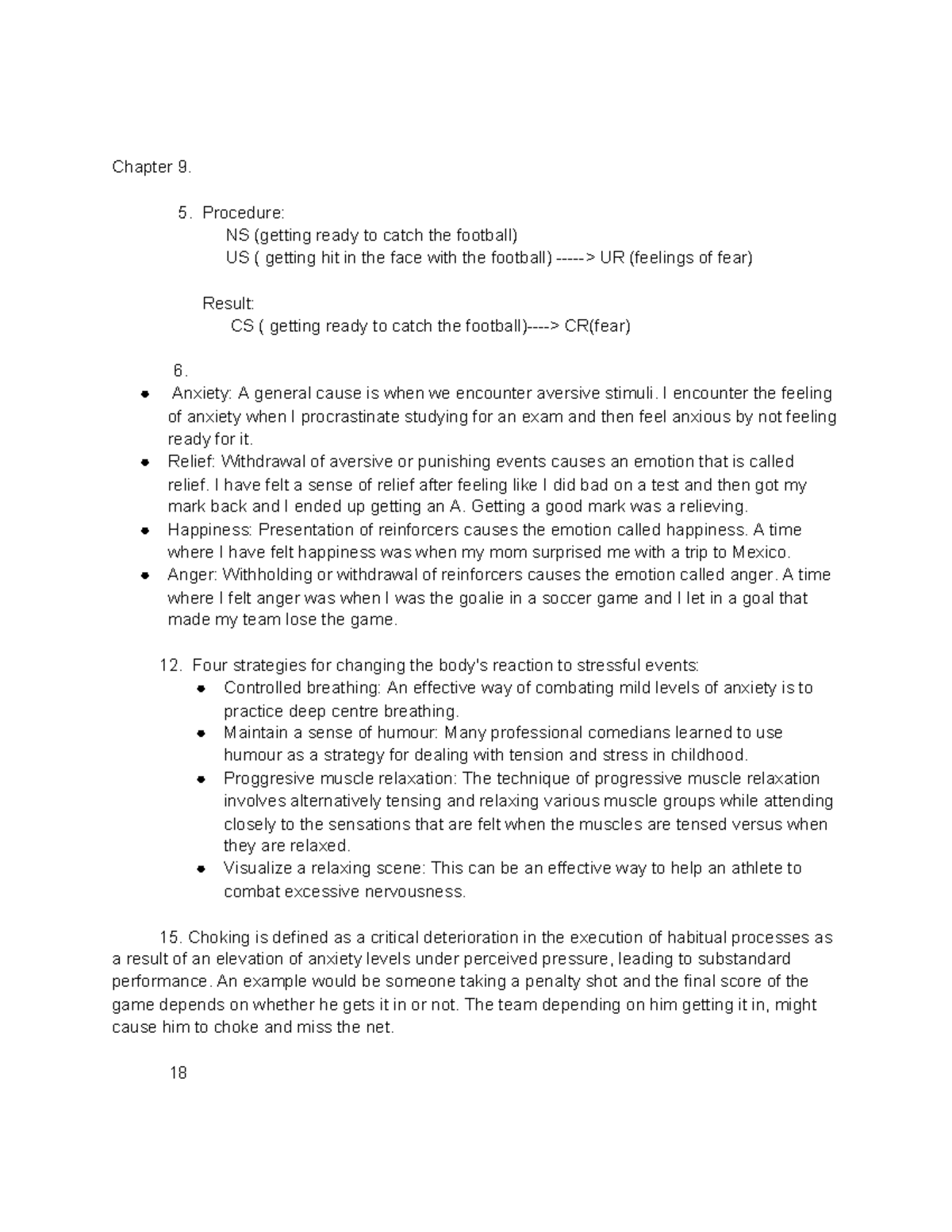 Assignment 3-PSYC-2660 - Chapter 9. Procedure: NS (getting ready to catch the football) US ...