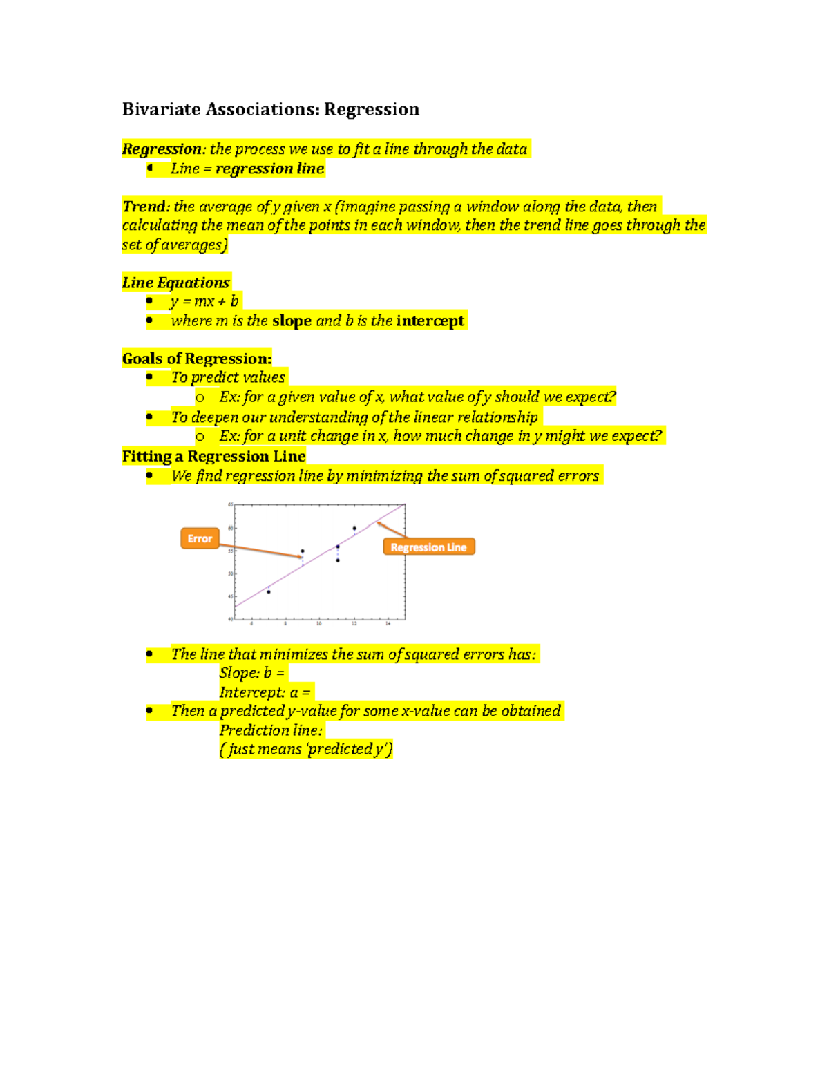Stats 10 midterm 2 study guide - Bivariate Associations: Regression Regression: the process we ...