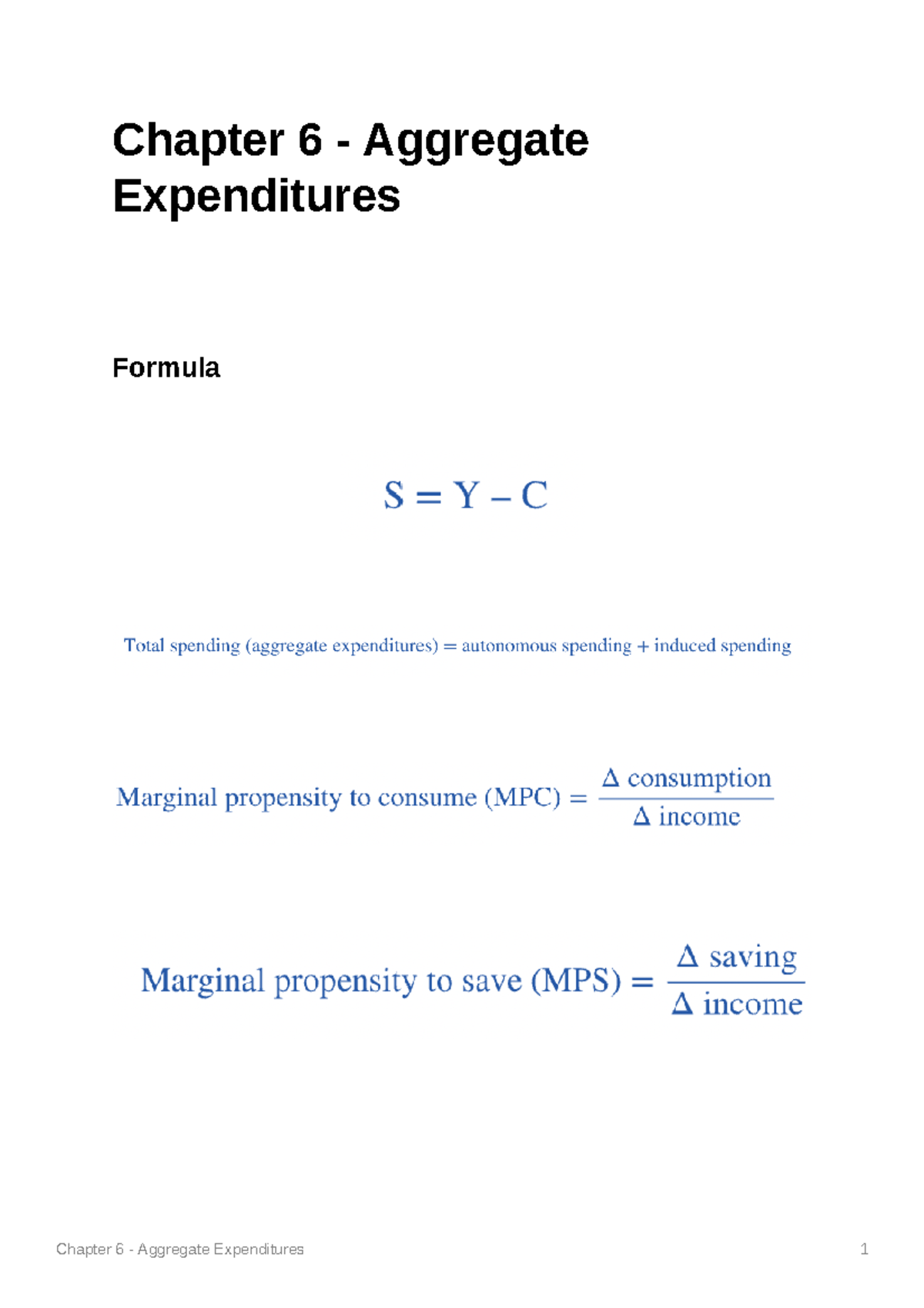 Chapter 6 Aggregate Expenditures Chapter 6 Aggregate Expenditures