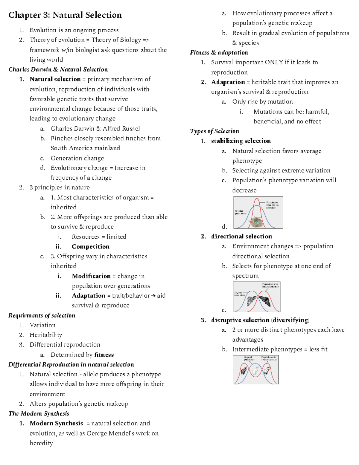 Chapter 3- Natural Selection - Chapter 3: Natural Selection Evolution ...