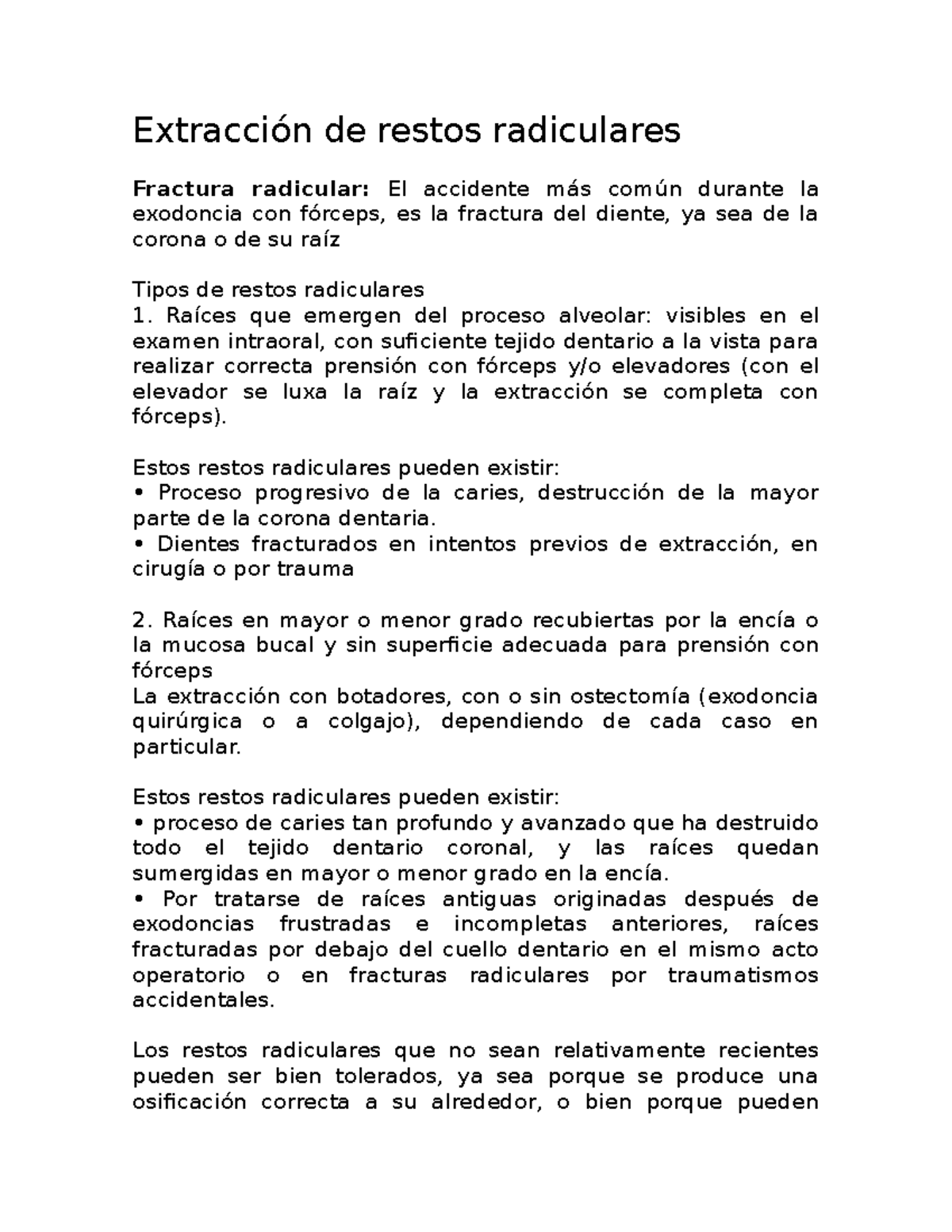 Extracción de restos radiculares - Extracción de restos radiculares ...