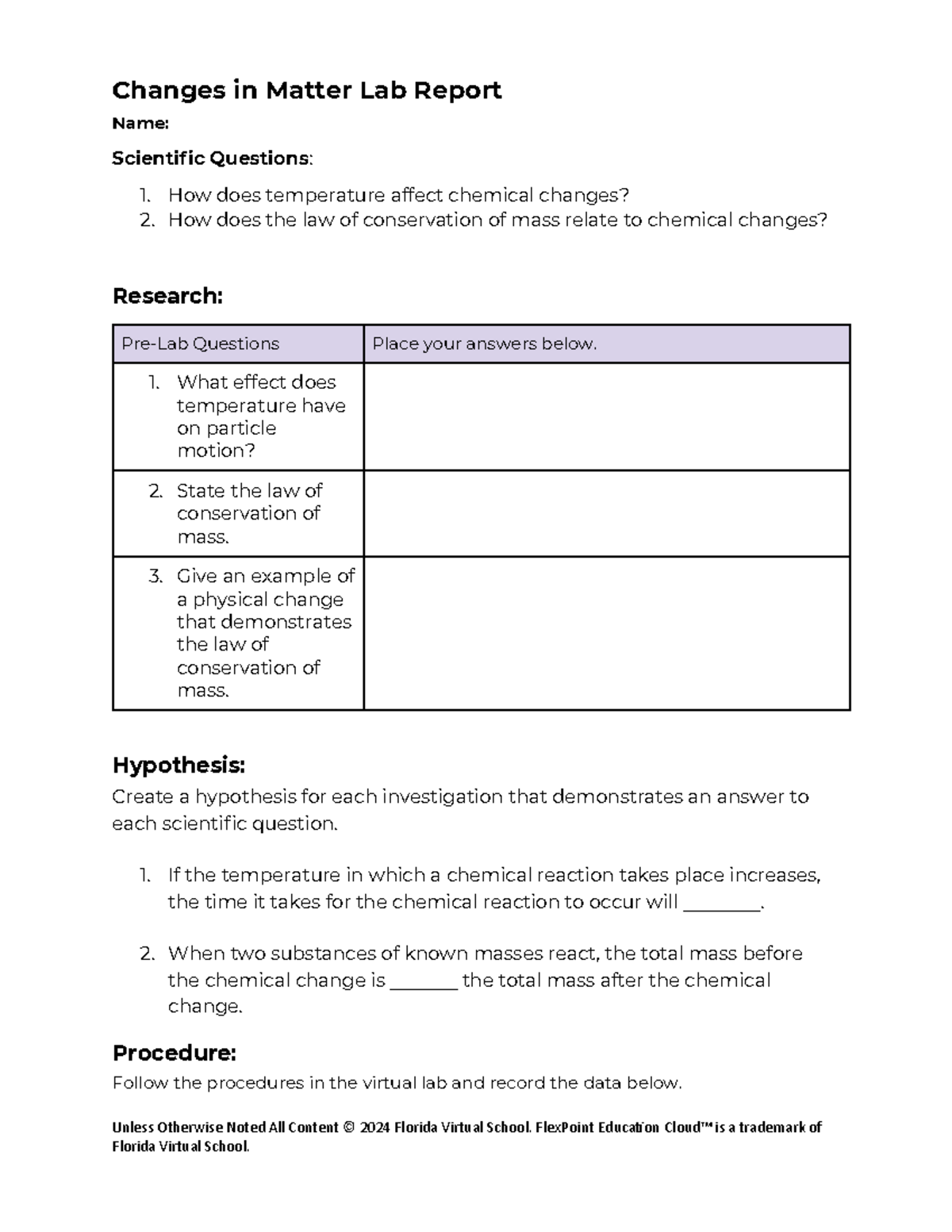 Changes in matter lab report - Changes in Matter Lab Report Name ...