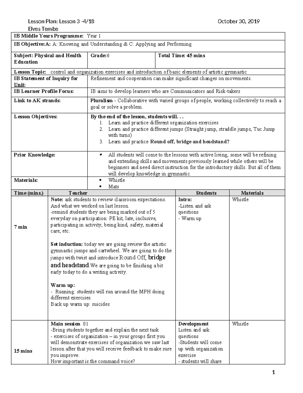 436634398 myp lesson plan gymnastic 03 04 - Lesson Plan: Lesson 3 -4/18 ...