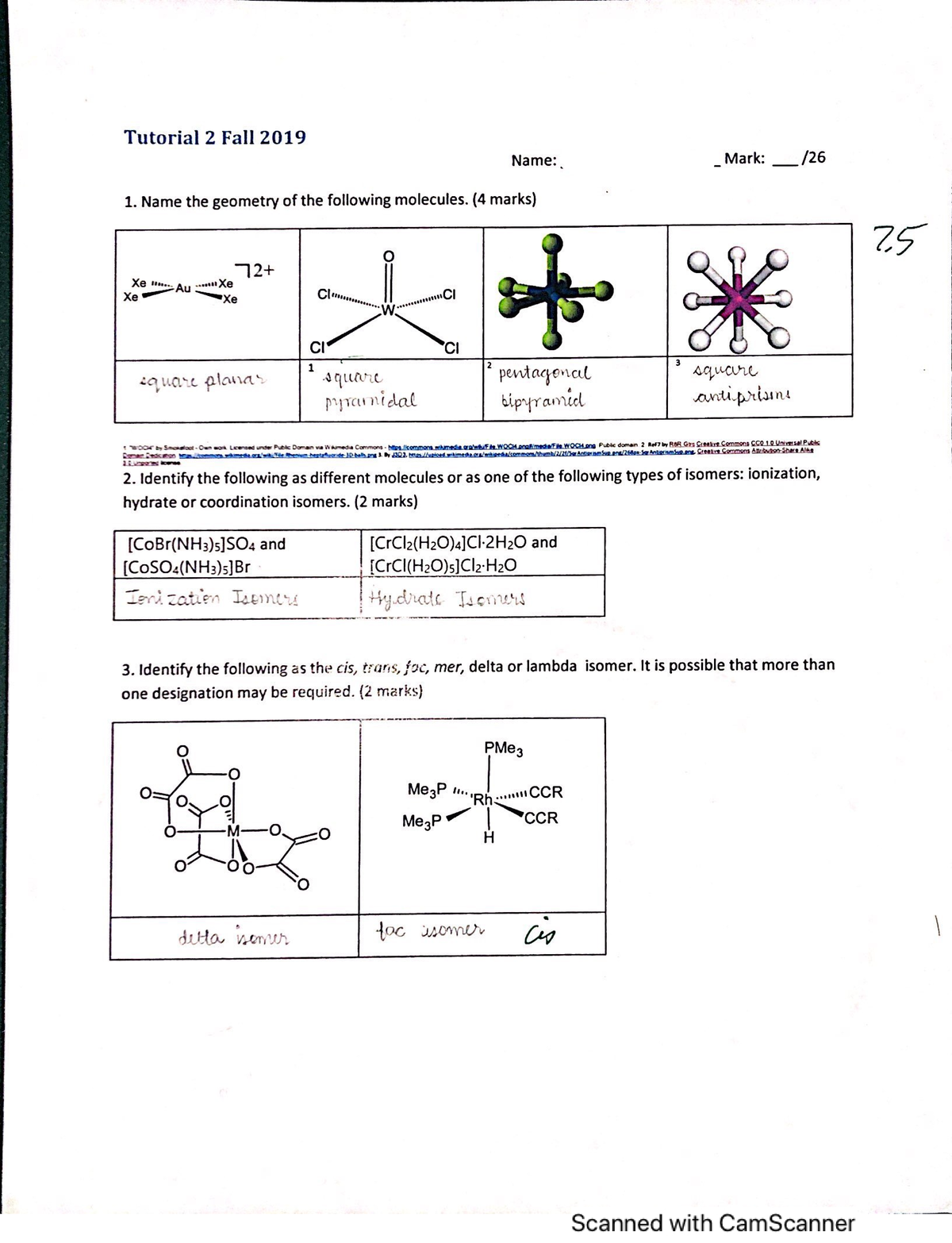 Chem 2330- Tutorial 2 - CHEM 2330 - Studocu