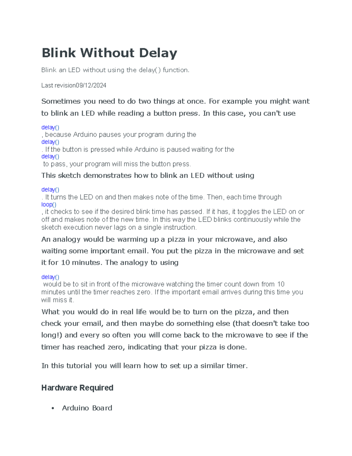 Blink Without Delay - aas swd ewd ewfewf - Blink Without Delay Blink an LED without using the ...