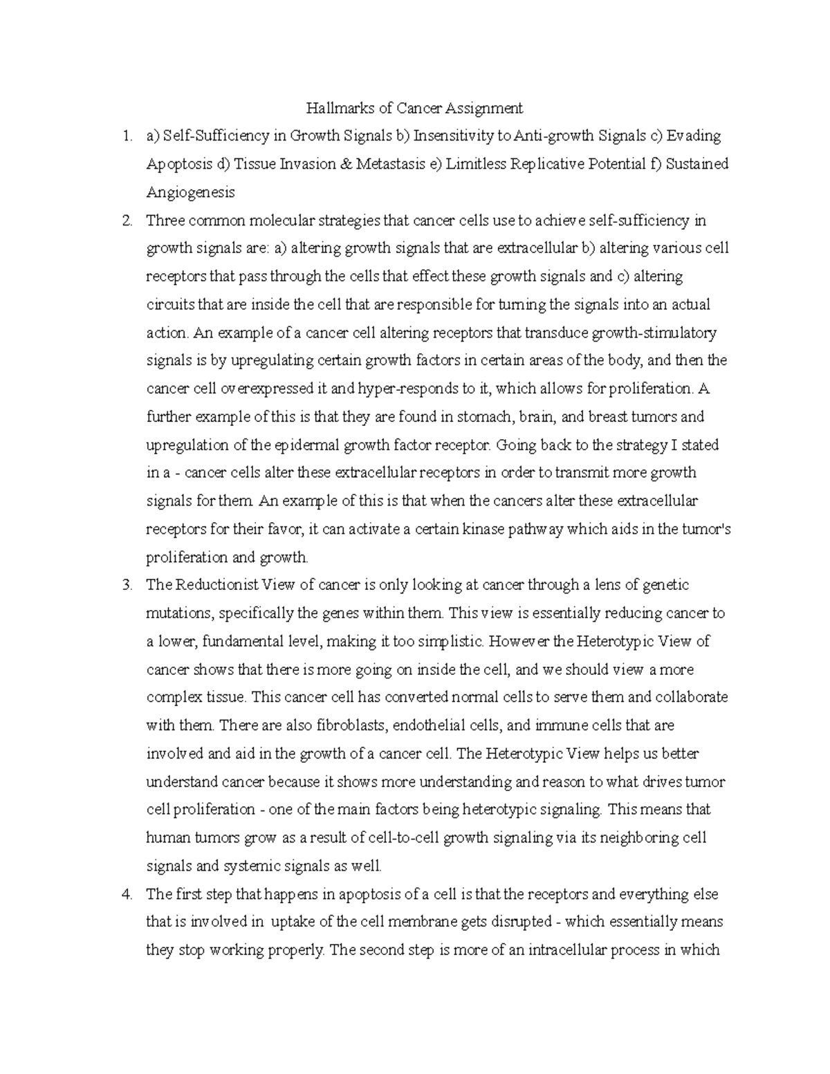 Hallmarks of Cancer Assignment - An example of a cancer cell altering ...