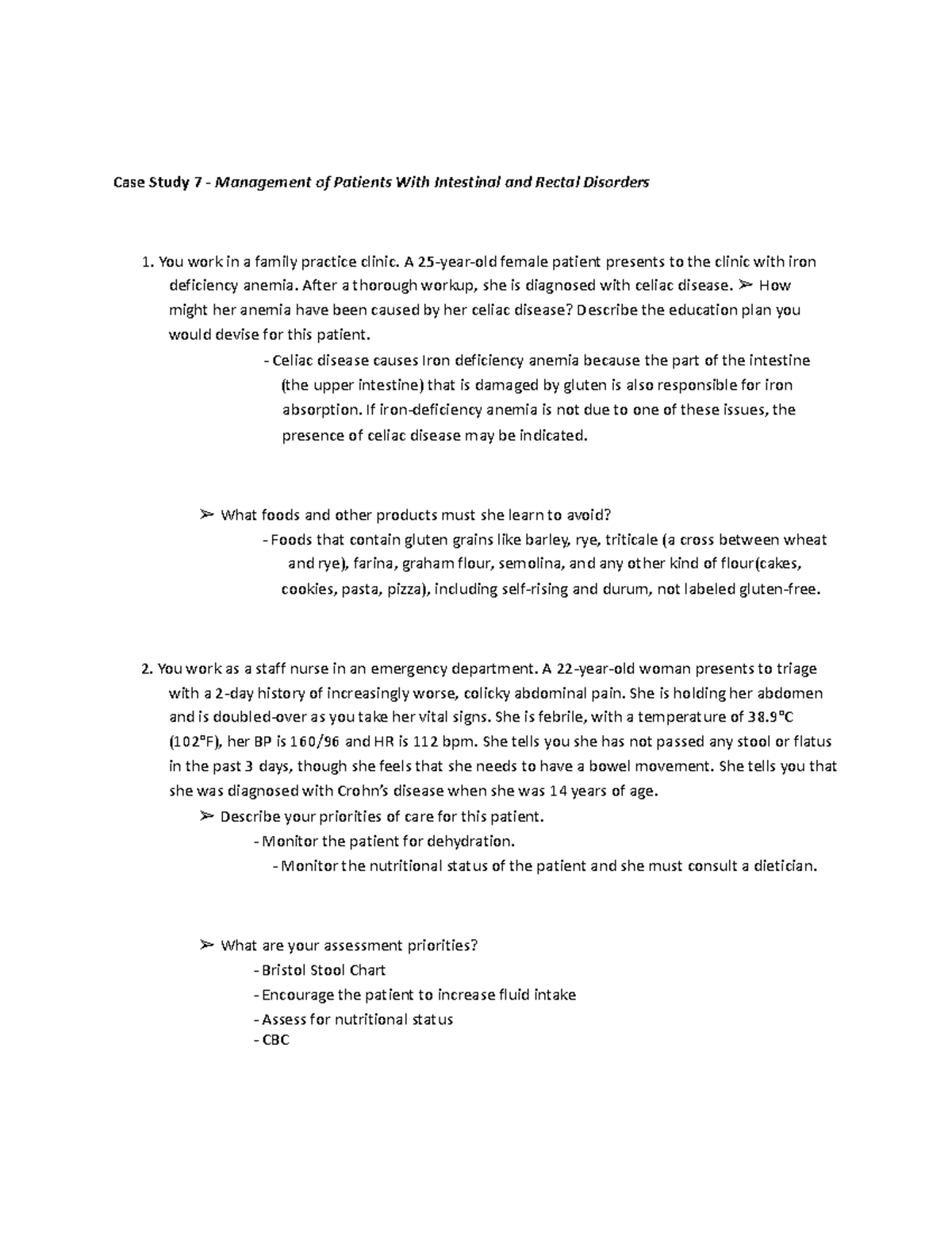 Case Study Management of Patients With Intestinal and Rectal Disorders ...