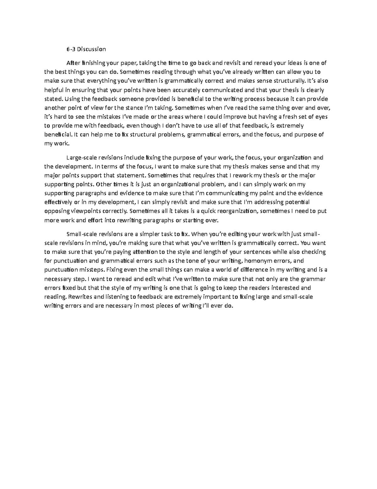 6-3 Discussion ENG - 6-3 Discussion After finishing your paper, taking ...