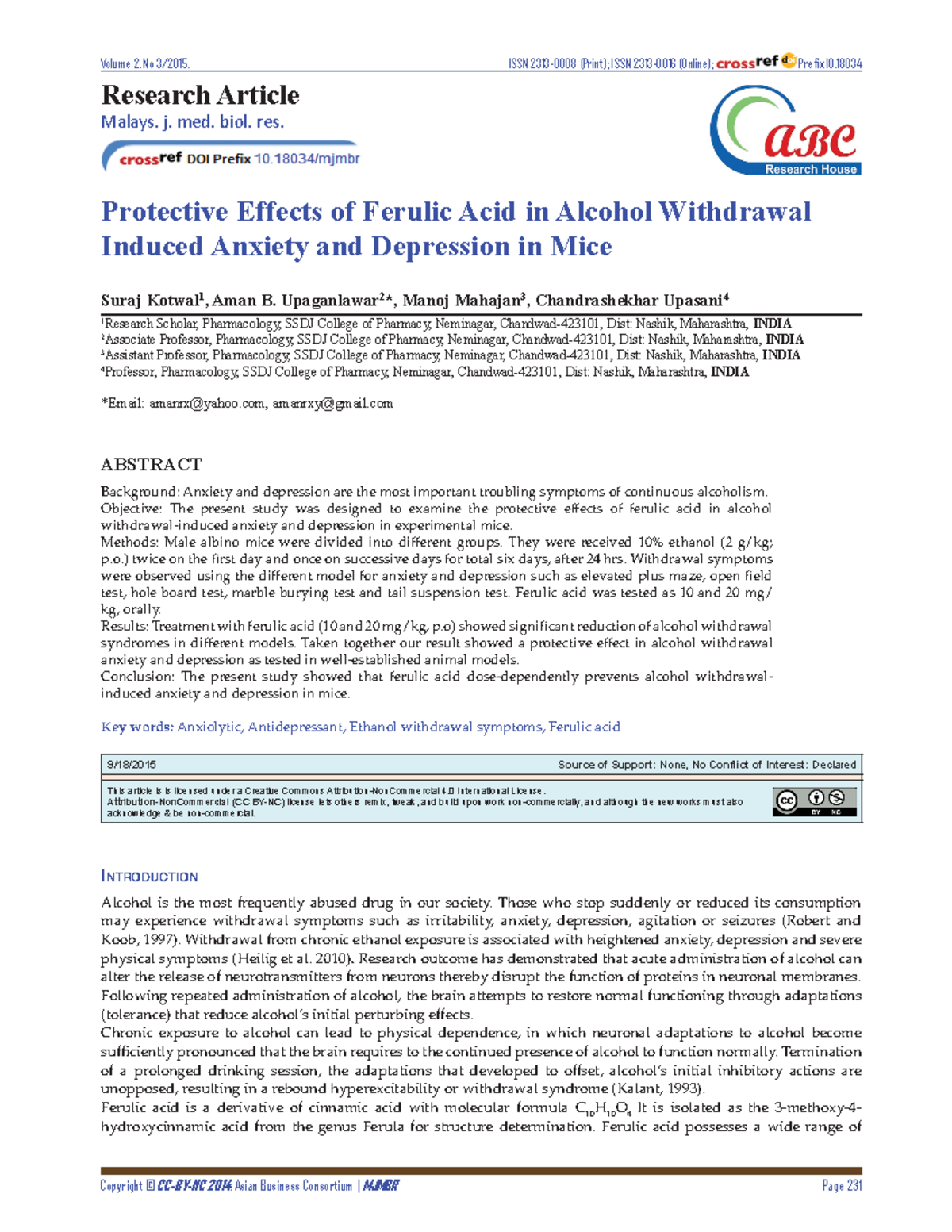 6 - nil - Volume 2. No 3/2015. ISSN 2313-0008 (Print); ISSN 2313-0016 (Online); Prefix I0 ...