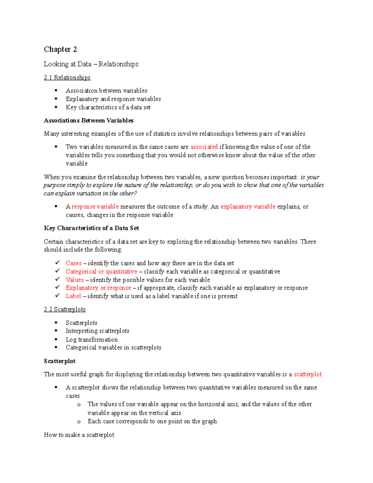 Chapter 2 - Chapter 2 Looking at Data – Relationships 2 Relationships ...