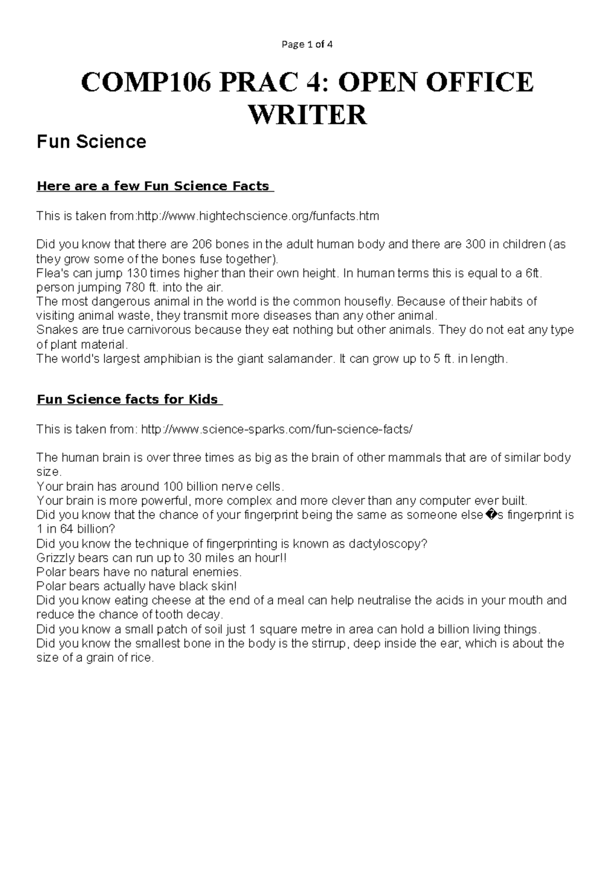 COMP106 PRAC 4 - uukl;pl; - COMP106 PRAC 4: OPEN OFFICE WRITER Fun ...