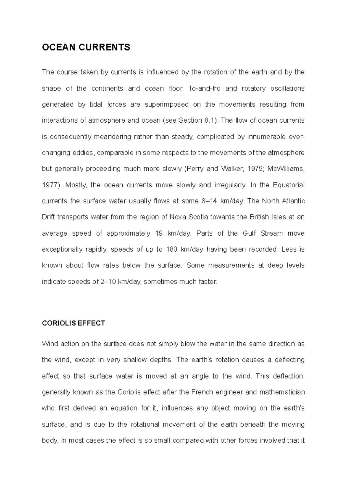 Lecture Notes Ocean Currents - OCEAN CURRENTS The course taken by ...