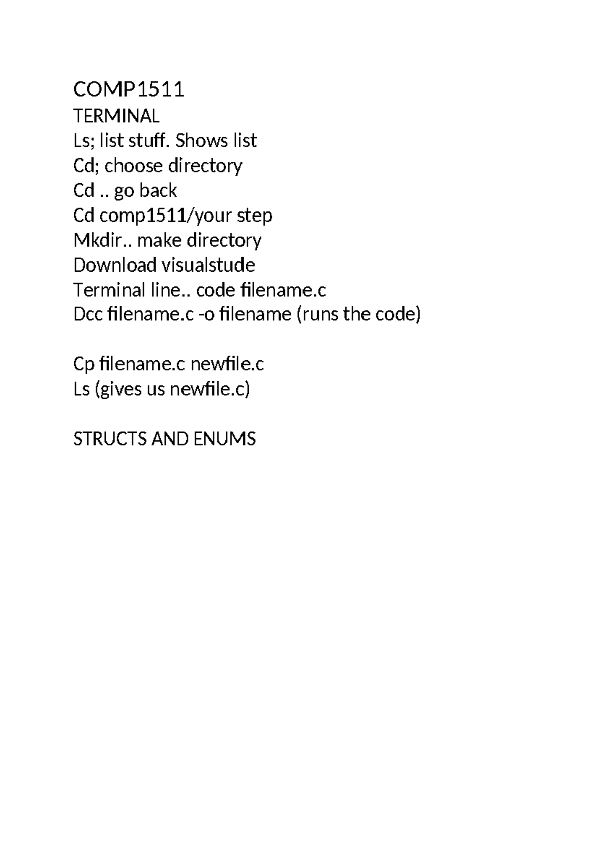 COMP1511 - Comp1511 - COMP TERMINAL Ls; list stuff. Shows list Cd ...