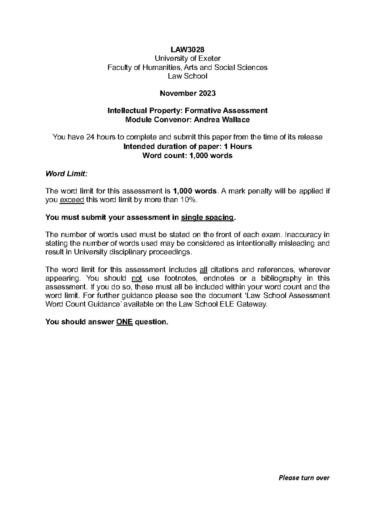 2023 Formative Question - LAW University of Exeter Faculty of ...