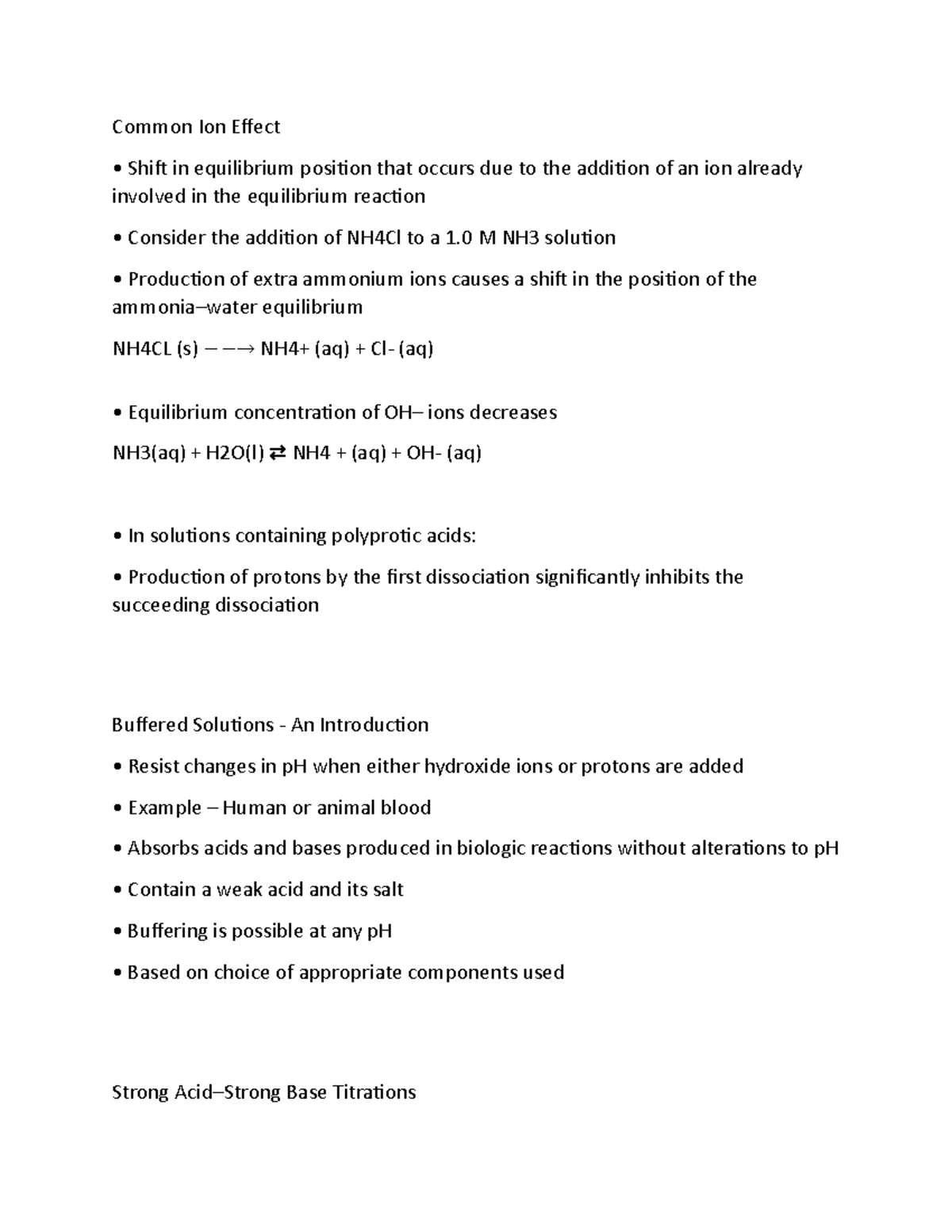 Z2 - Common Ion Effect - Common Ion Effect Shift in equilibrium ...