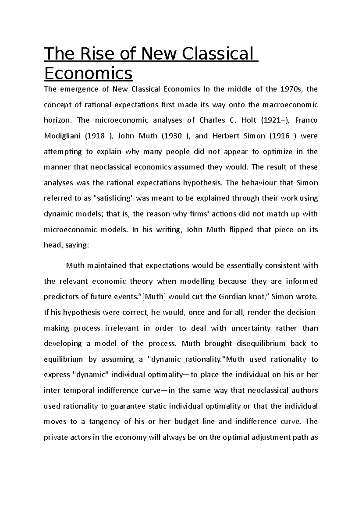 The Rise of New Classical Economics - The Rise of New Classical ...