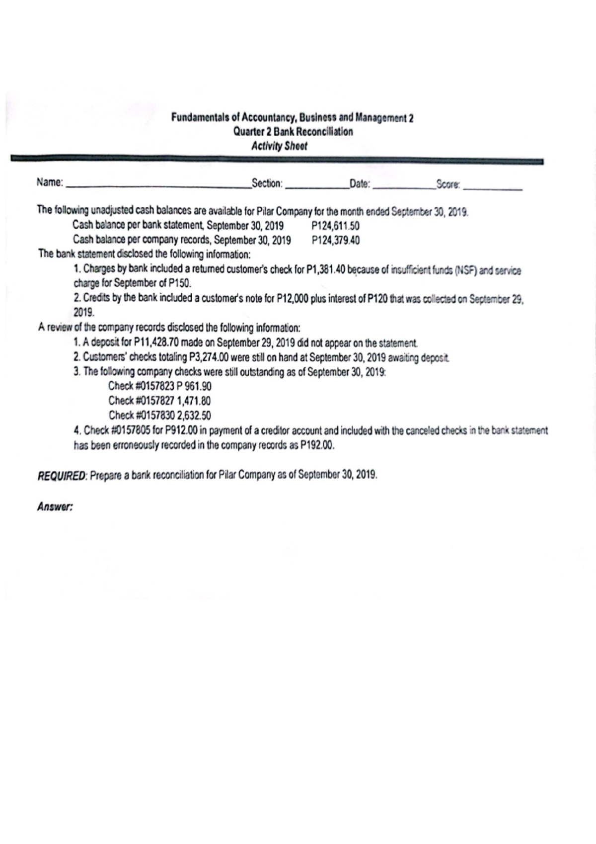 Fabm act sheet - enjoy - Accountancy - Studocu