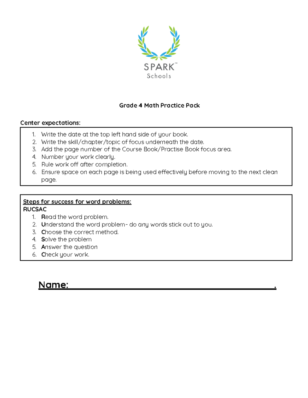Grade 4 Maths Practice Pack for end of term assessment - Grade 4 Math ...