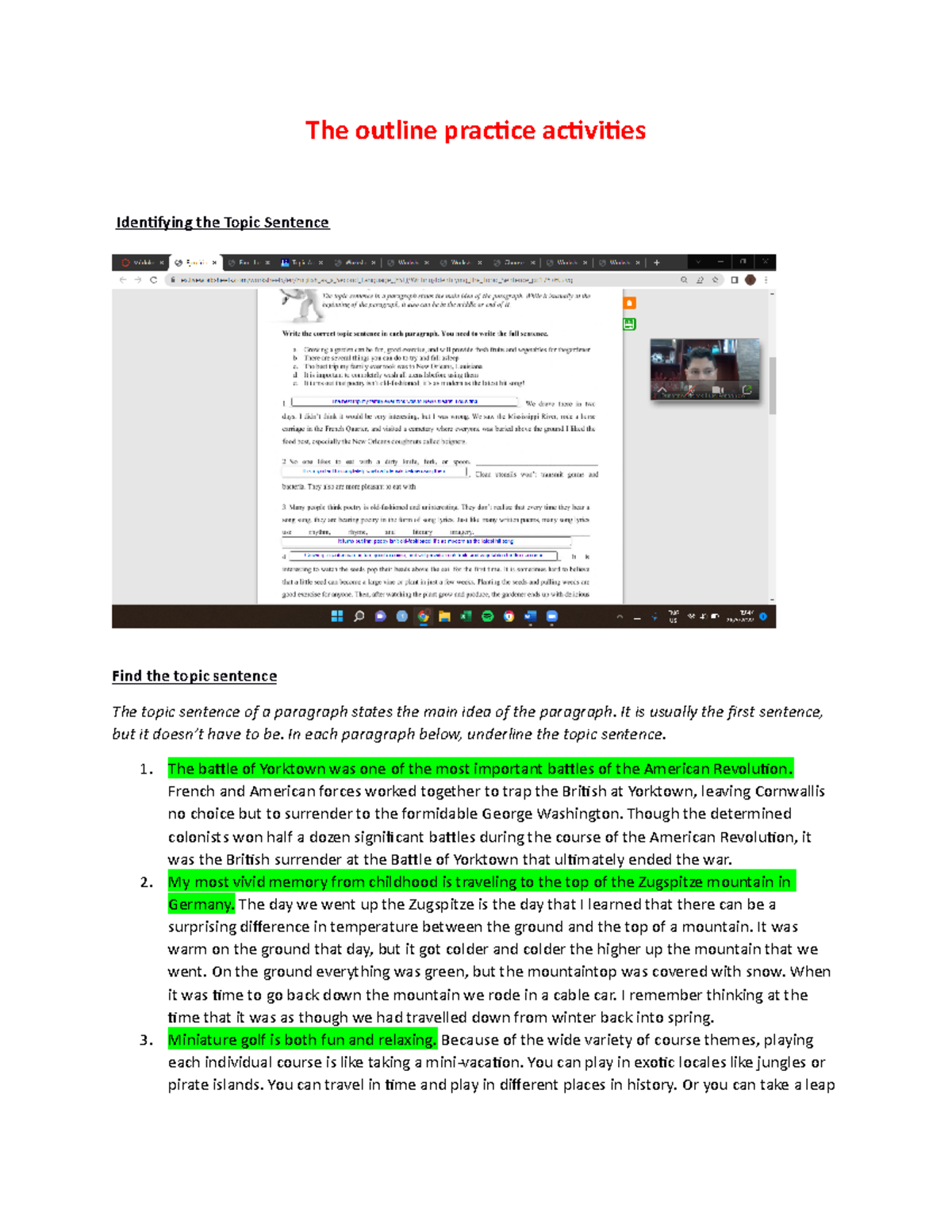 The outline practice activities - The outline practice activities ...