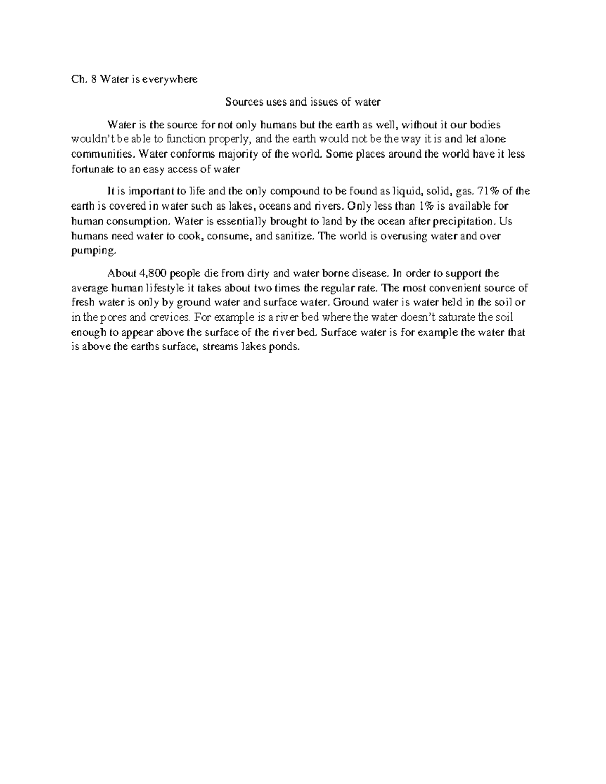 Chapter 8 assignment - proper format and short story example to use as ...