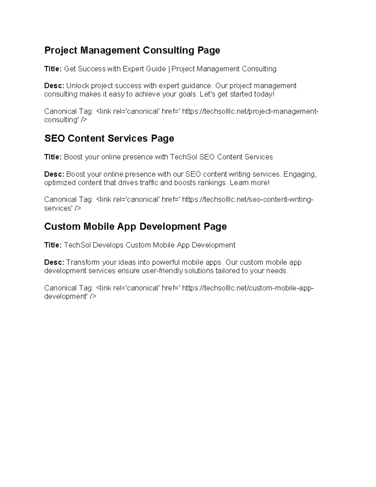 3 landing page title,desc,canonical - Project Management Consulting ...