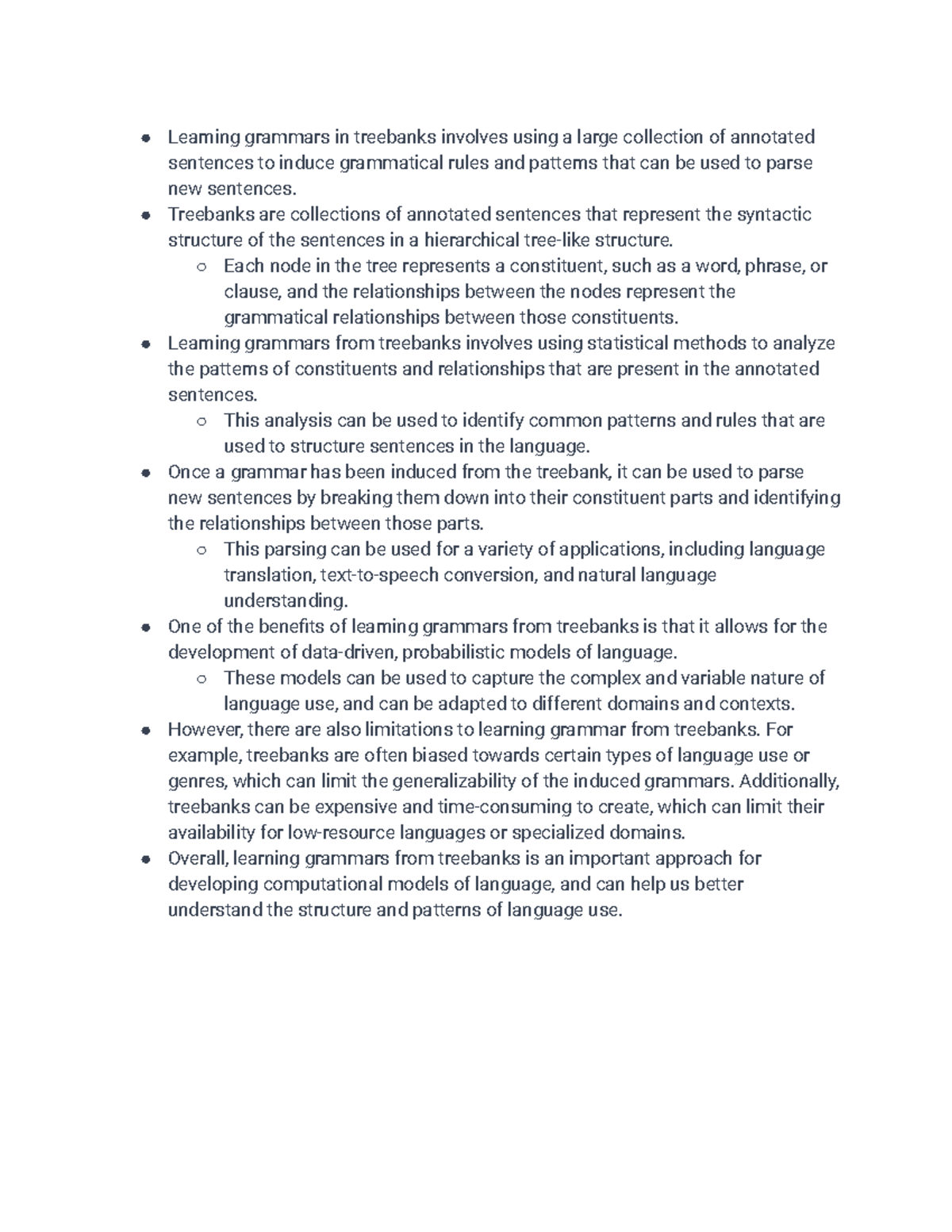 Learning Grammars and Treebanks - Learning grammars in treebanks involves using a large ...