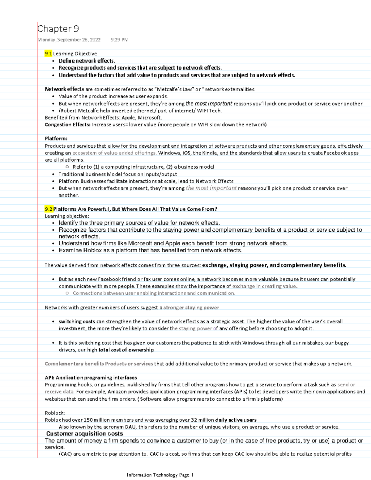 Chapter 9 - 9 Learning Objective Define network effects. Recognize ...