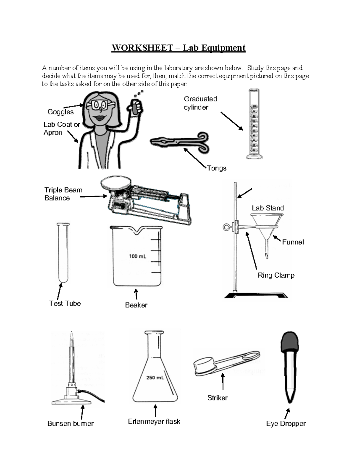 Lab WS and metrics - WORKSHEET – Lab Equipment A number of items you ...