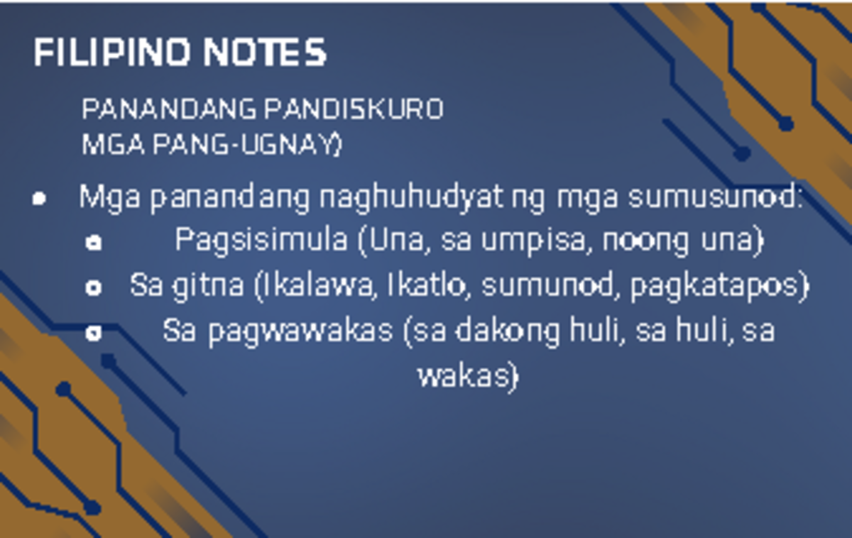 Filipino Notes Quarter 1 Panandang pandiskurso - PANANDANG PANDISKURO ...