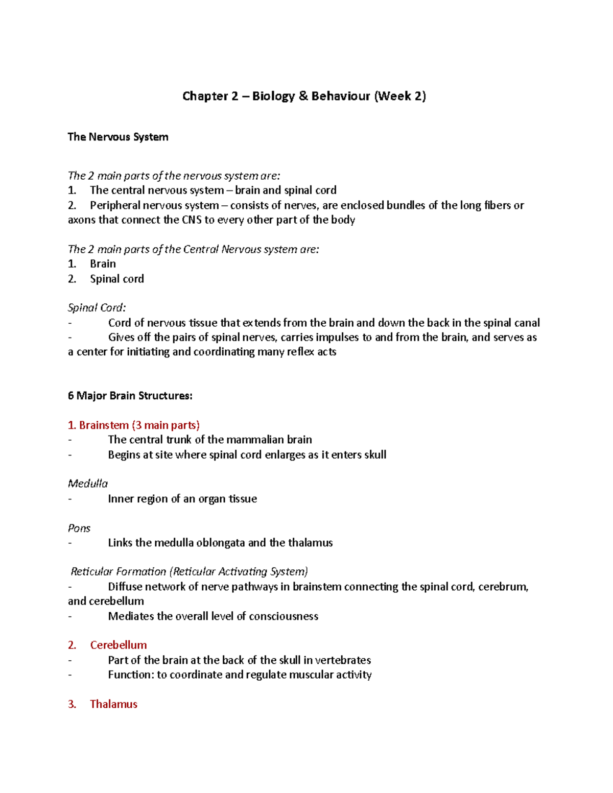 Ch 2 - Biology Behaviour - Chapter 2 – Biology & Behaviour (Week 2) The ...