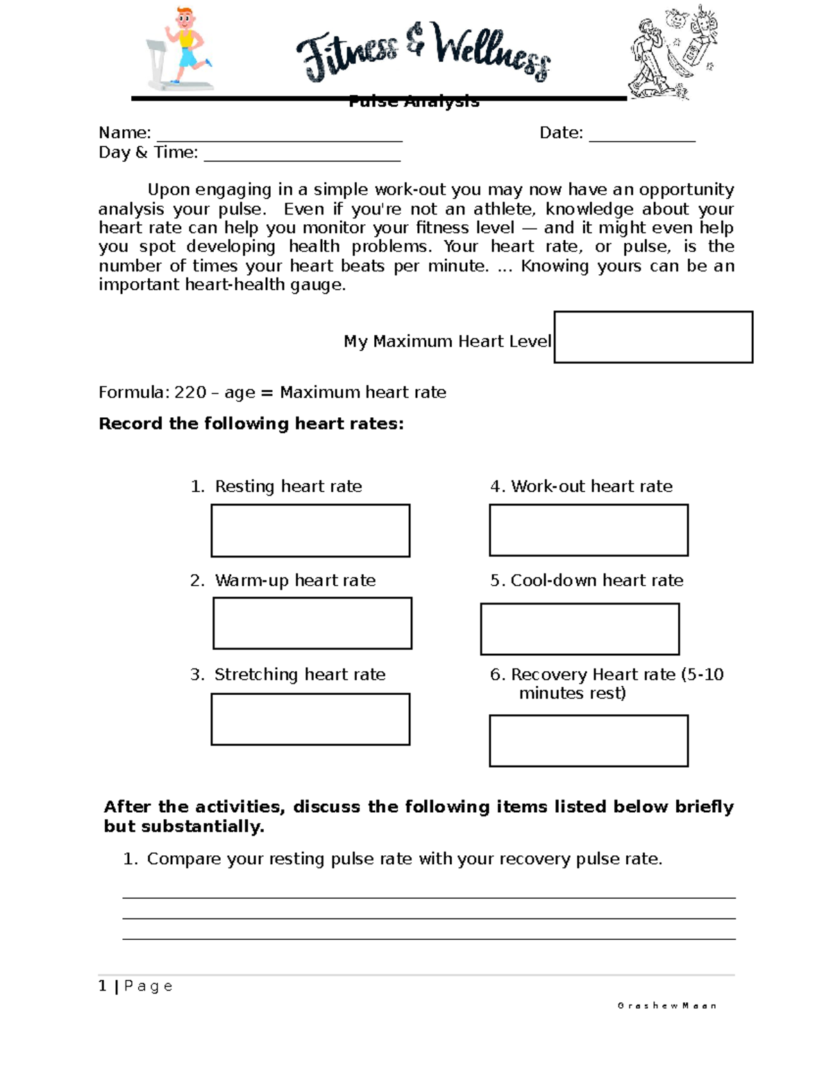 Pulse analysis template - Pulse Analysis Name ...