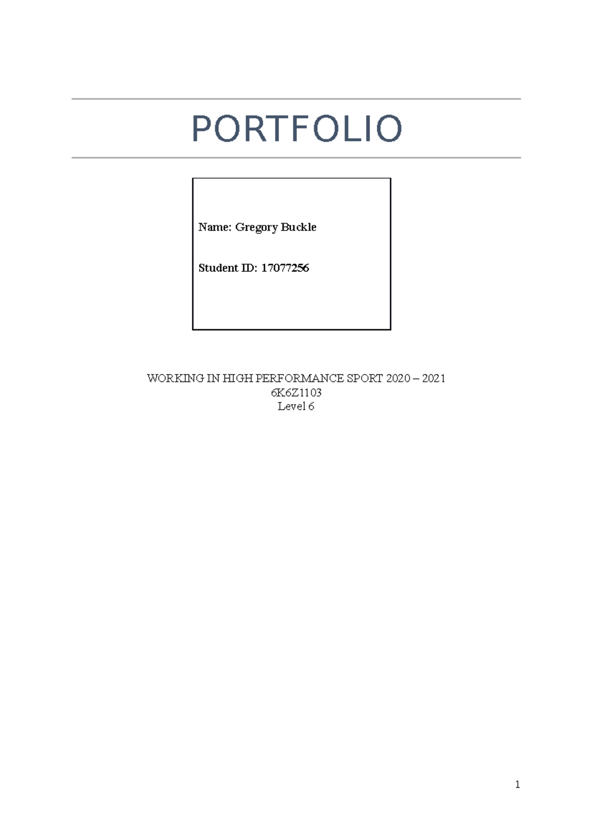 Portfolio - Greg Buckle - 856Z3706 - MMU - Studocu