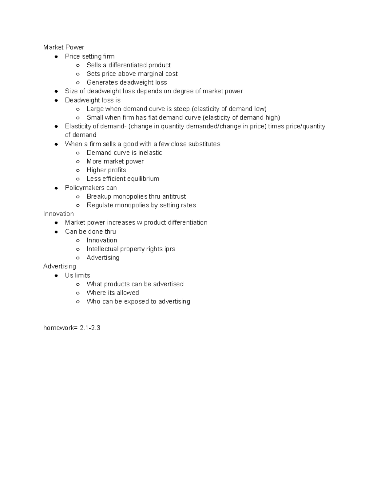 Lecture 18 - Unknown - Market Power Price setting firm Sells a ...