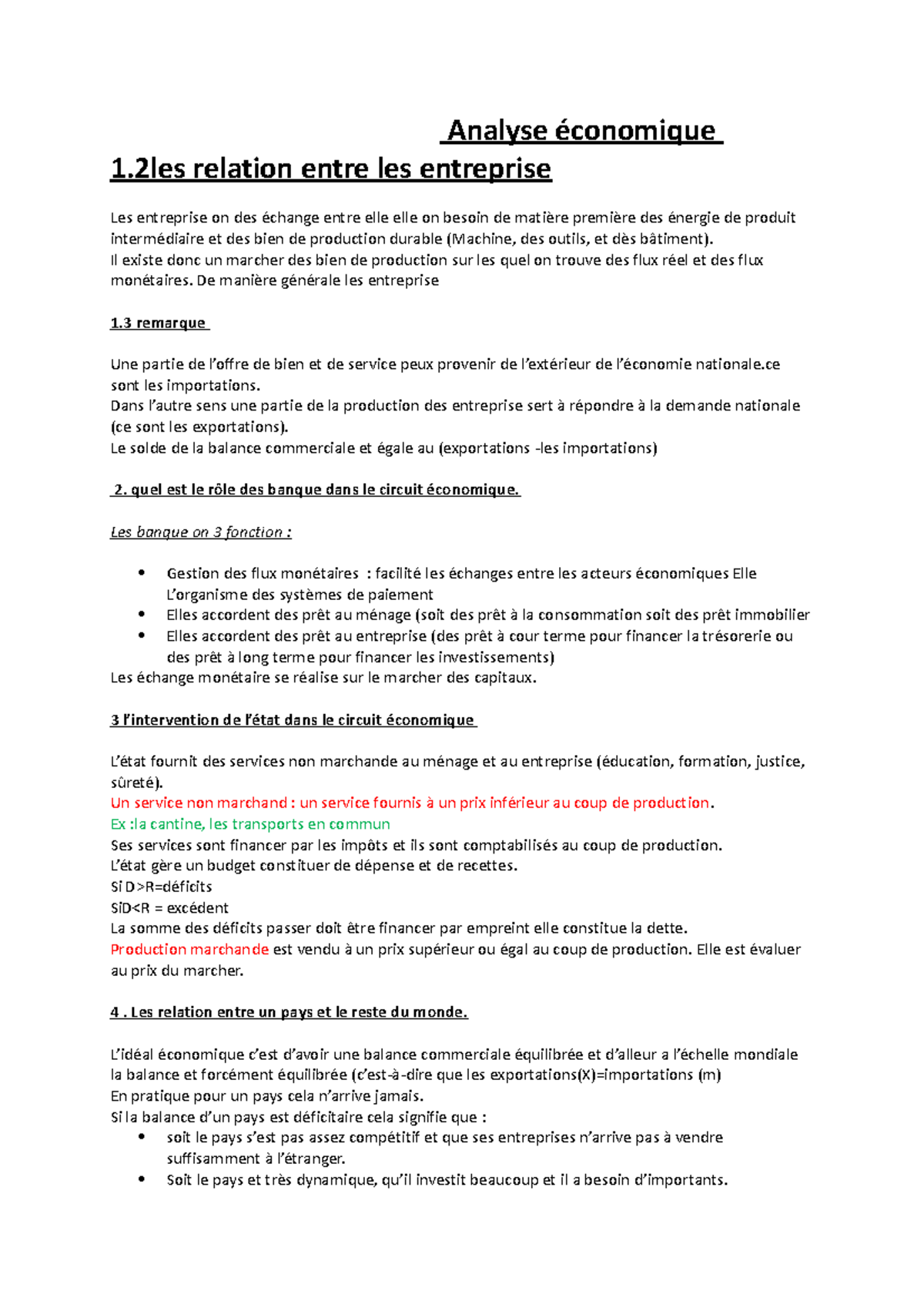 Analyse economique - Analyse économique 1 relation entre les entreprise ...