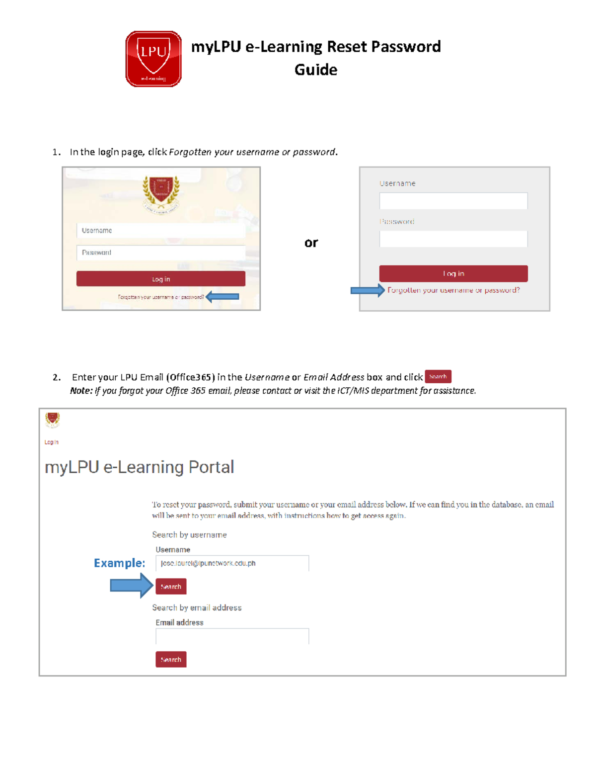 My LPU e-Learning Reset Password Guide() - myLPU e-Learning Reset ...