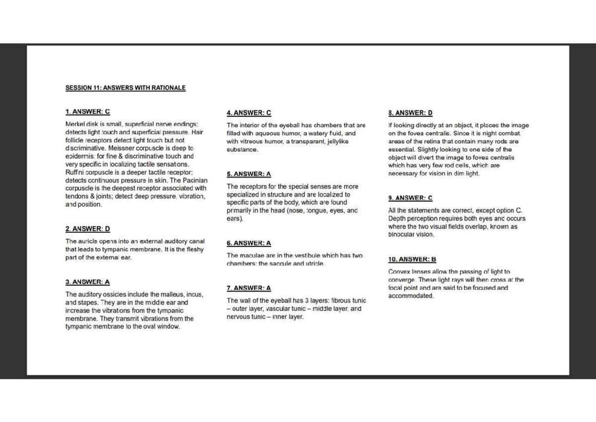 Anaphy lecture SAS 11 ( Answer Key) - bs nursing - Studocu