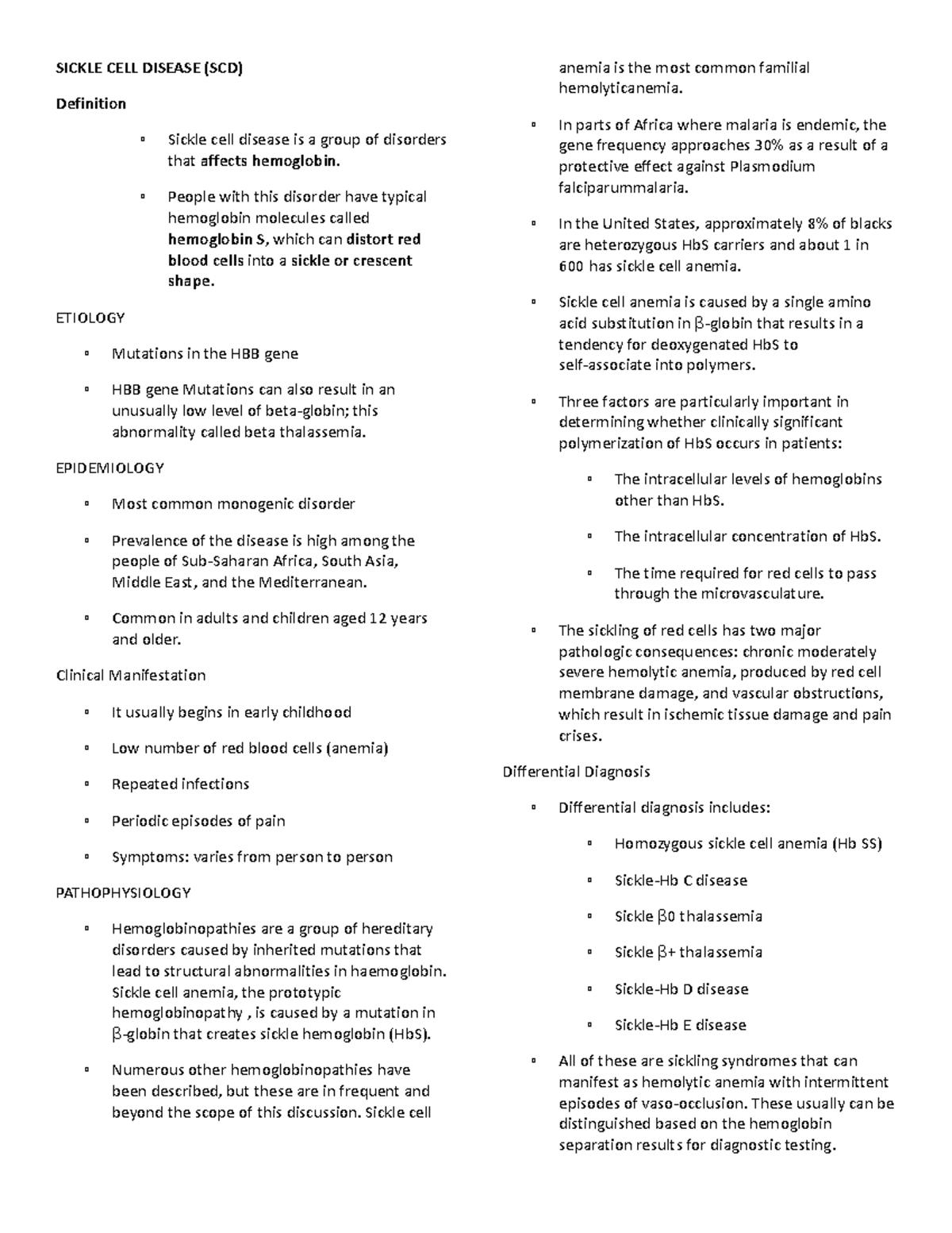 Sickle Cell Disease - SICKLE CELL DISEASE (SCD) Definition Sickle cell ...