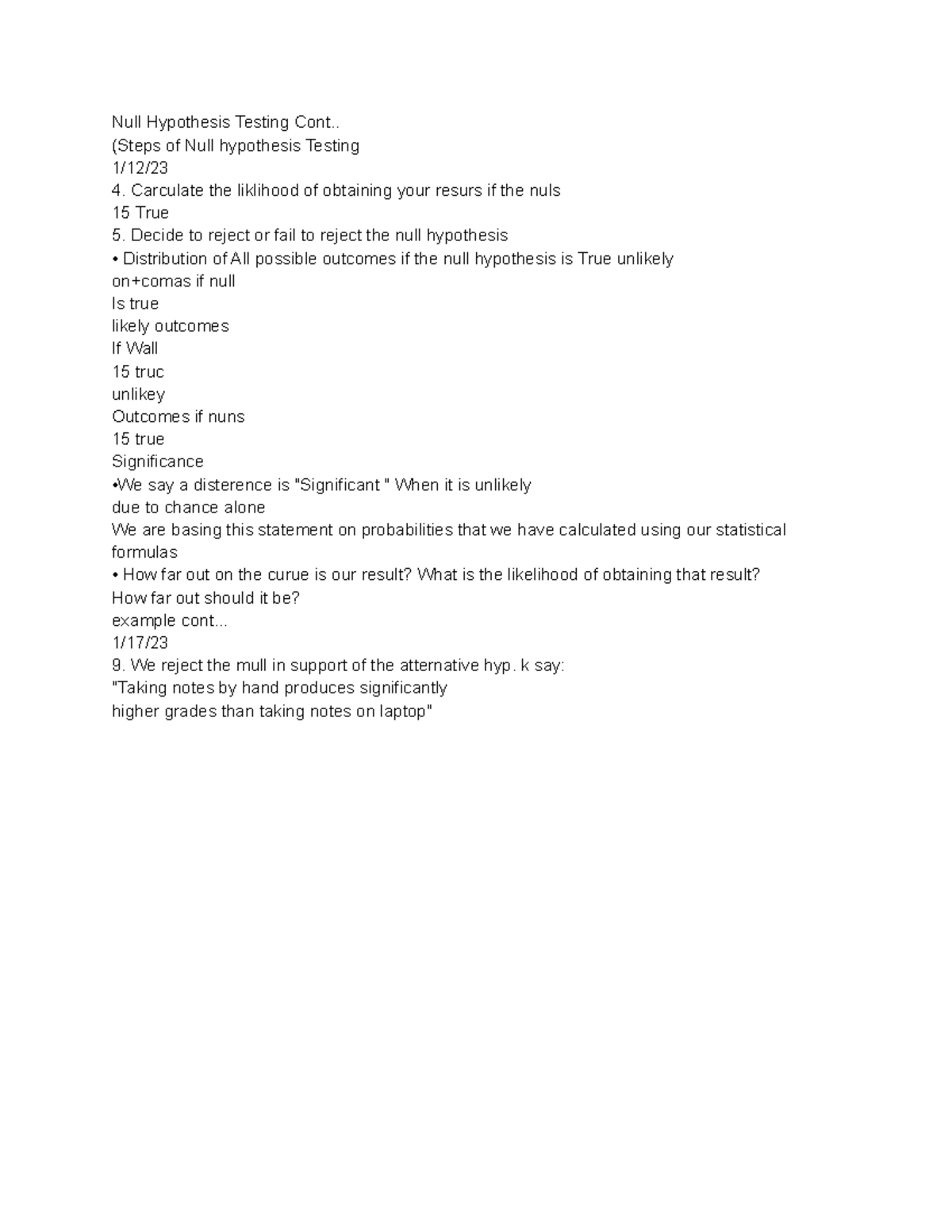 Research Methods And Stat 2 Null Hypothesis Testing Cont Steps Of