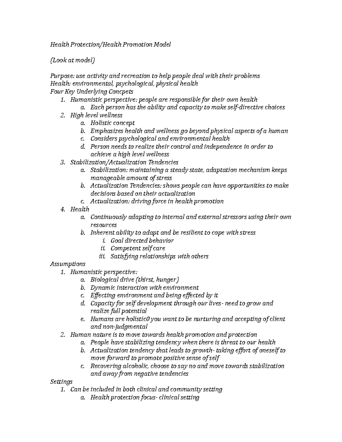 Health Protection Health Promotion - Health Promotion Model (Look at ...