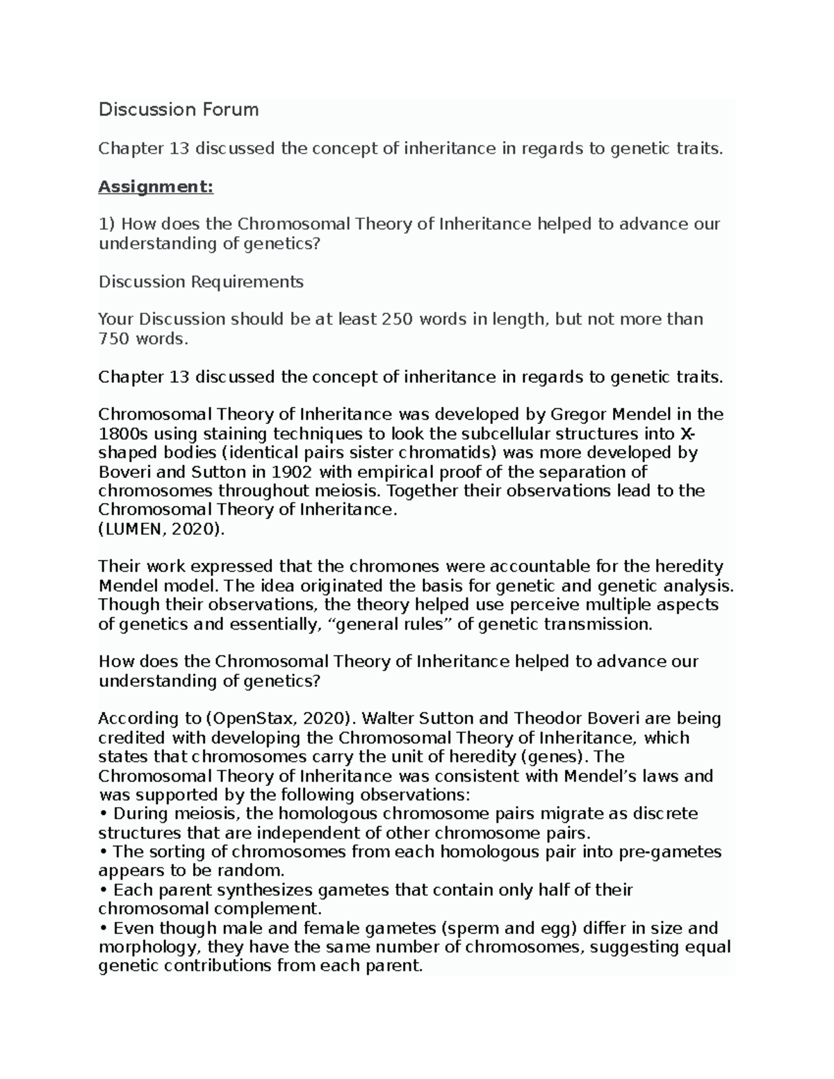 Discussion forum bio1121 unit vl chromosomal theory inheritance ...
