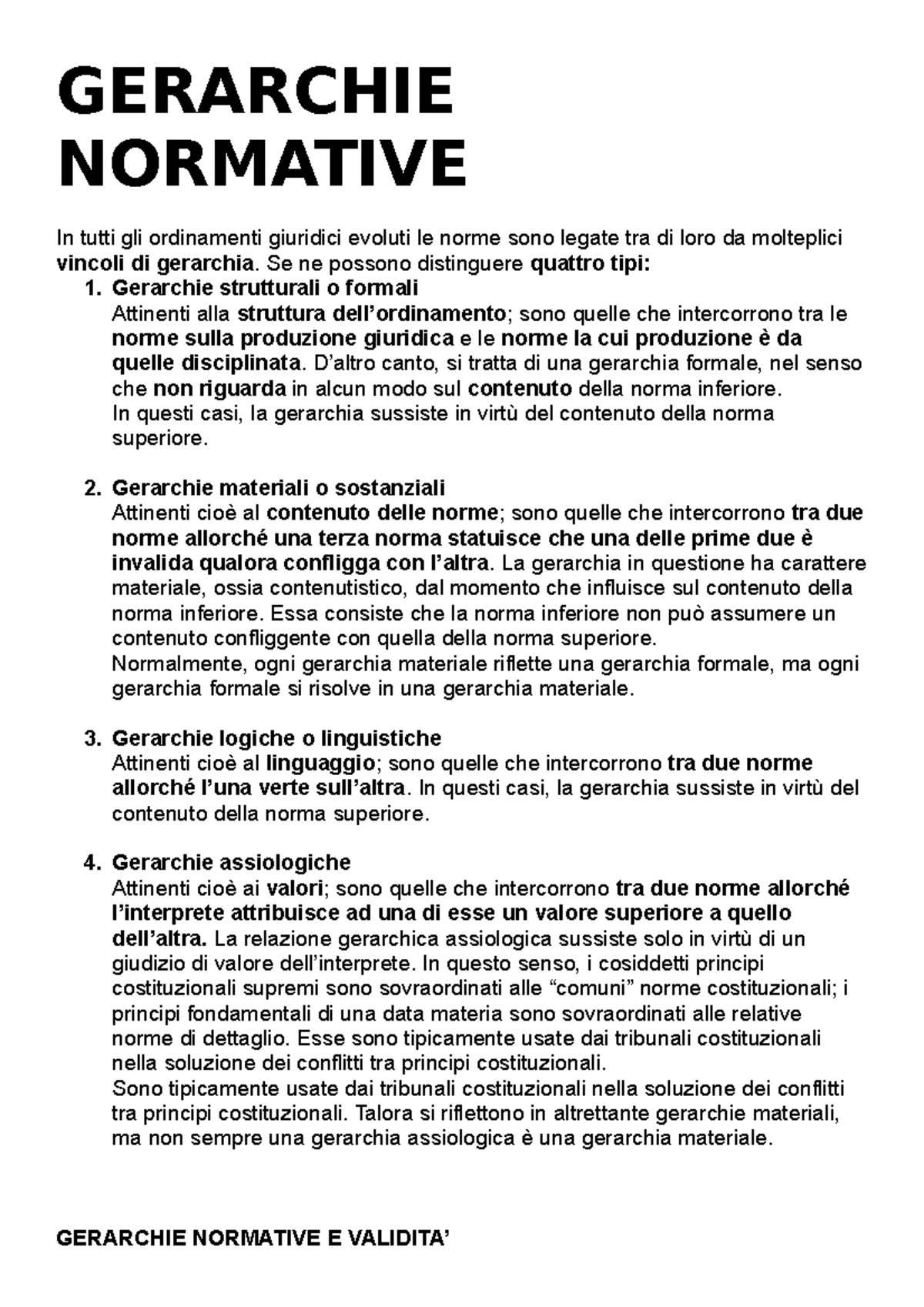 Gerarchie Normative - teoria e tecnica dell'interpretazione giuridica - GERARCHIE NORMATIVE In ...