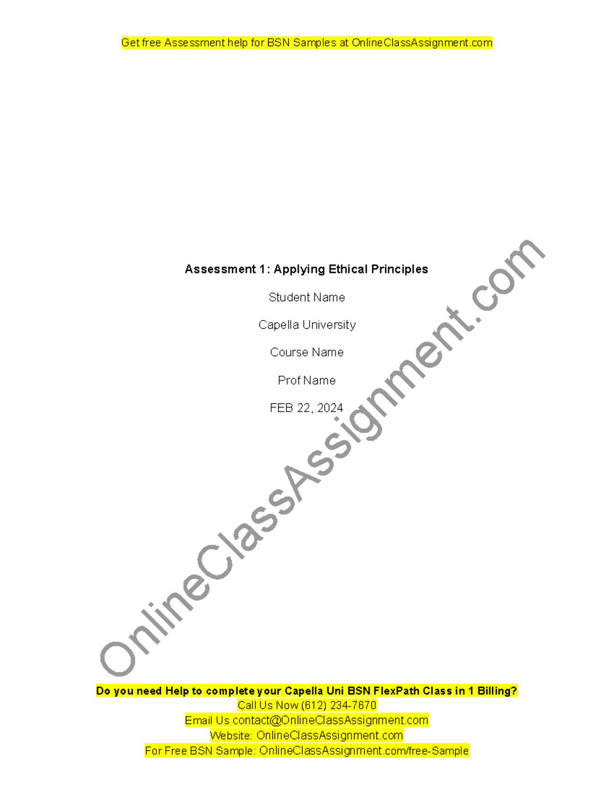 Nhs fpx 4000 assessment 1 applying ethical principles - Assessment 1 ...