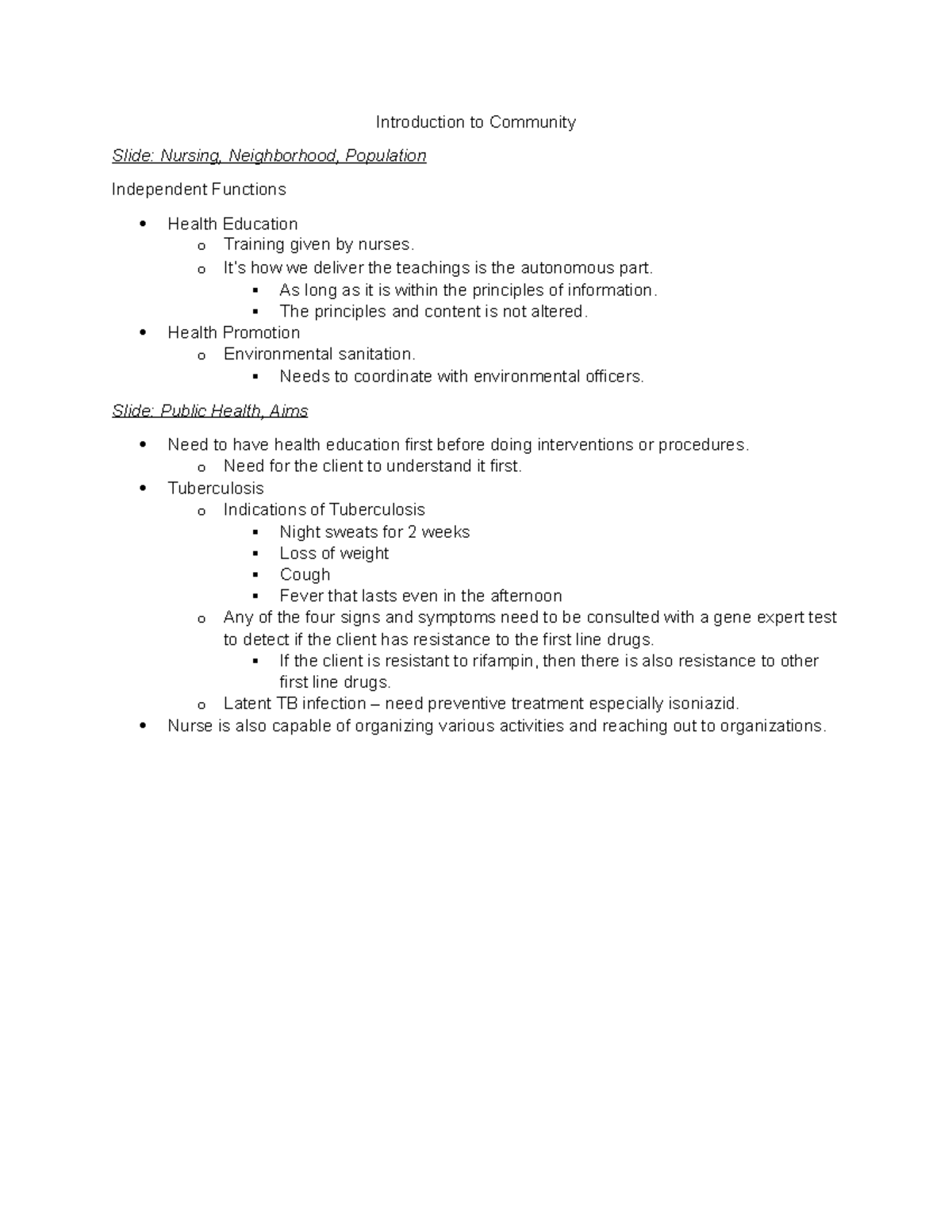 Notes in Introduction to Community - Introduction to Community Slide ...