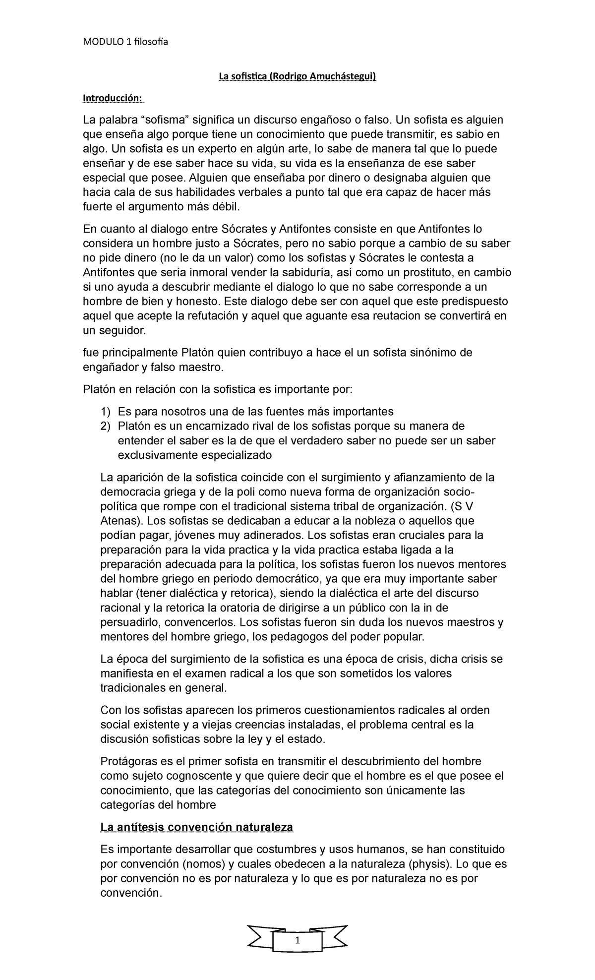 Filosofia - Resumen - La sofistica (Rodrigo Amuchástegui) Introducción ...