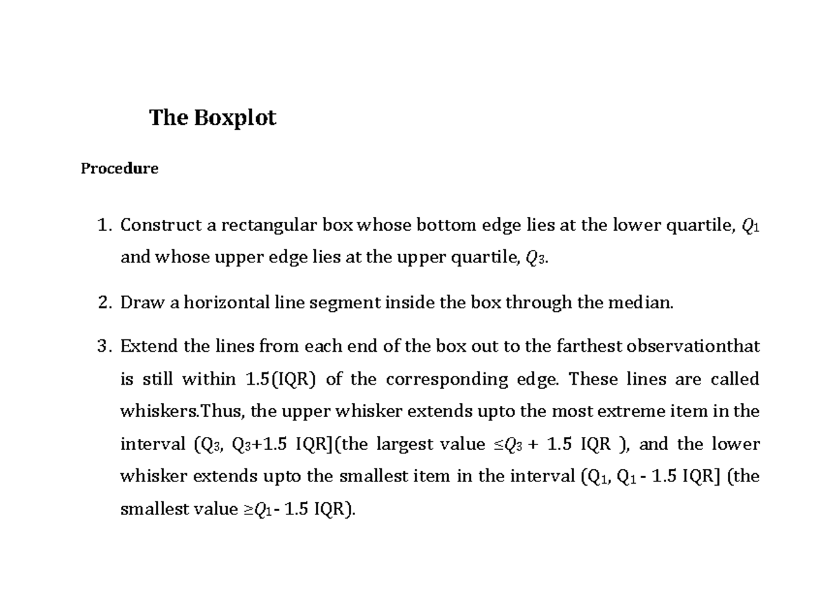 Boxplot in R language - The Boxplot Procedure Construct a rectangular ...