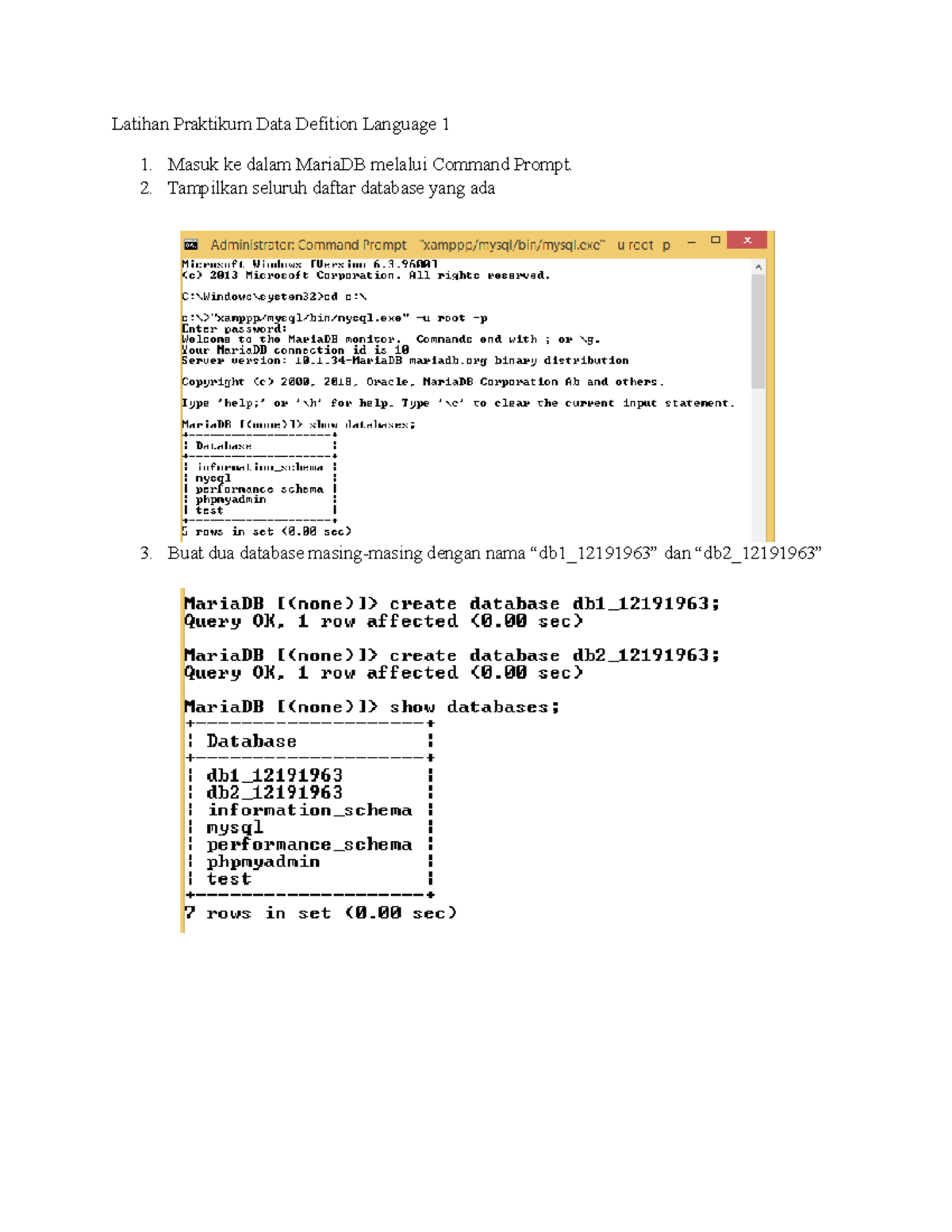 Latihan Praktikum Data Definition Language 1 - Tampilkan seluruh daftar ...