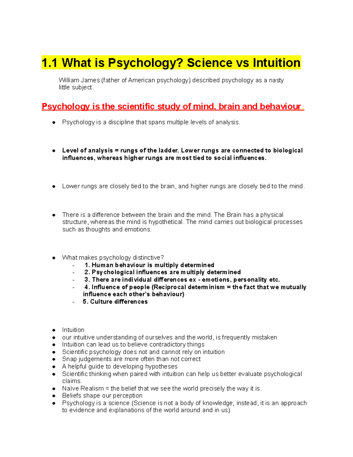 Psychology: Science vs Intuition Pseudoscience and Clear Thinking - Studocu