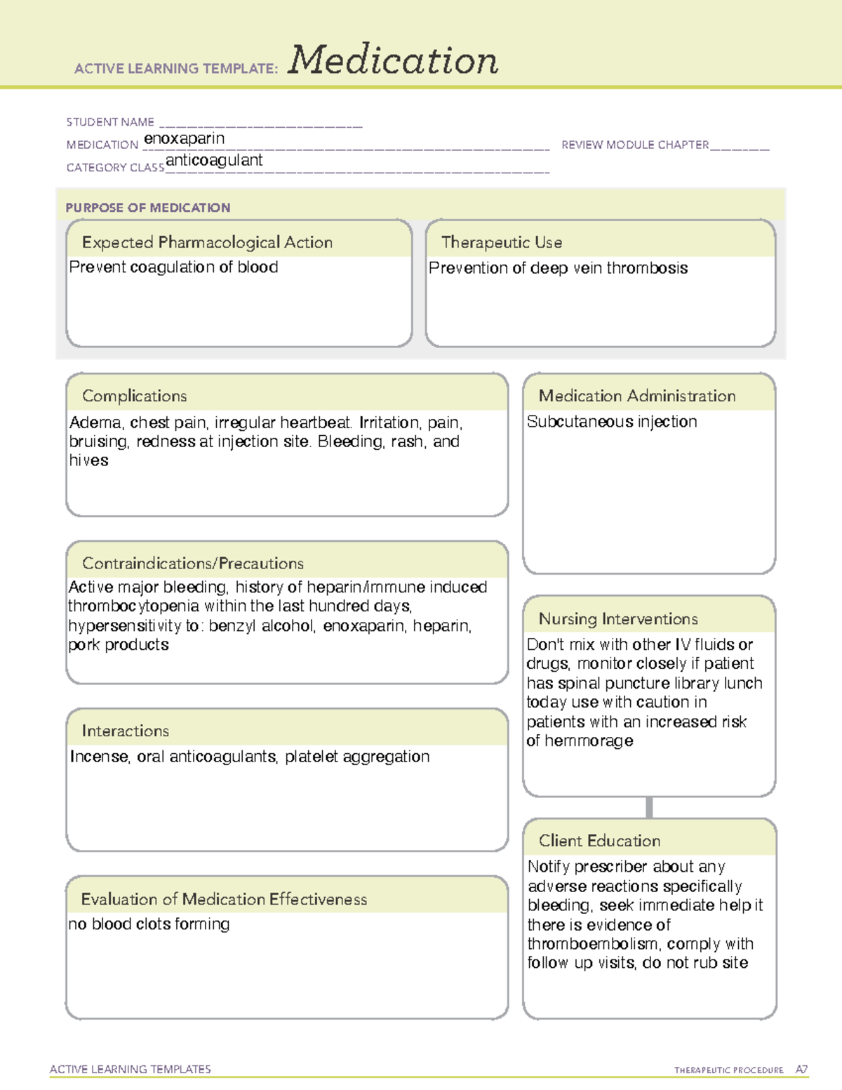 ATI Med Templates - ACTIVE LEARNING TEMPLATES TherapeuTic procedure A ...